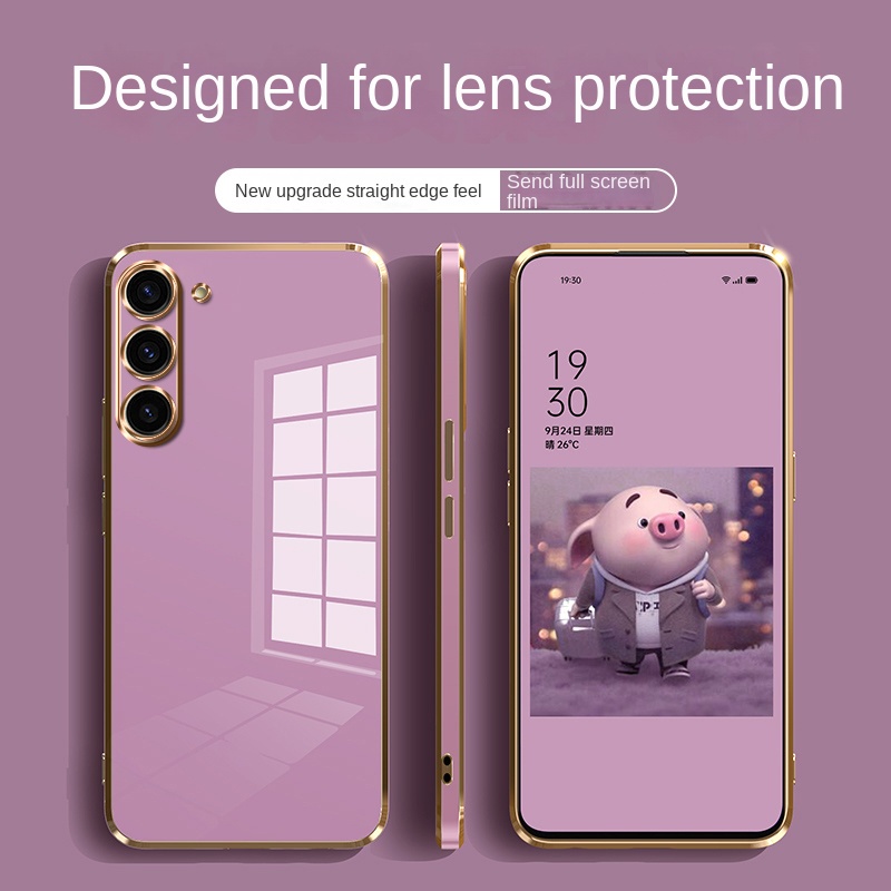 Samsung Galaxy A25 A15 5G A35 A55 5G Luxury Plating Straight Slim Edges Protection Casing Soft ...