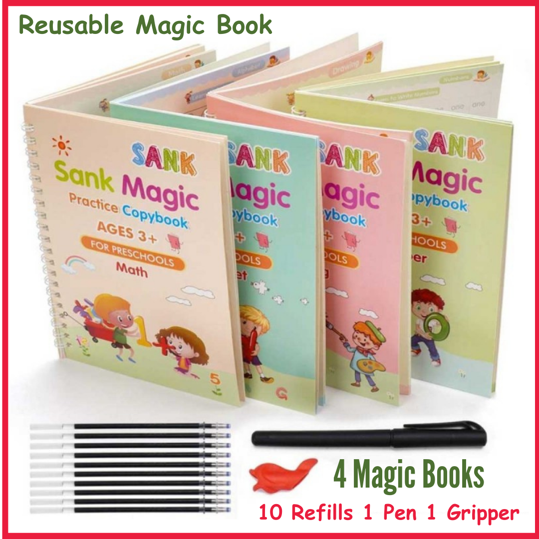 Sank Magic Practice Copybook (4 Books + Magic Pen & 10 Ink Refills ...