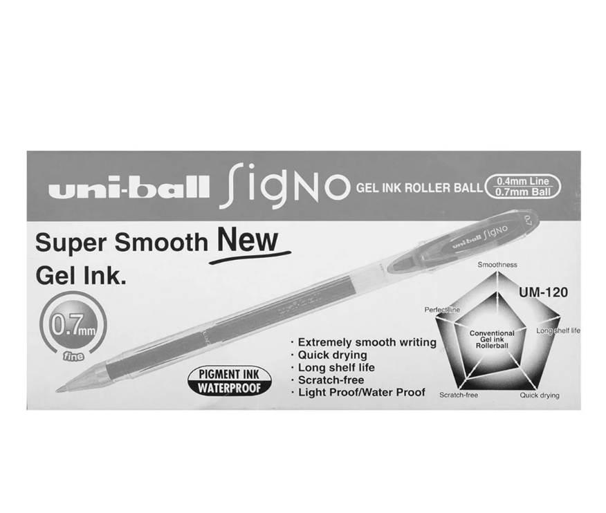 Gel Pen Box of 3 / 6 / 12 - Uni Ball Signo UM-120 0.7mm | Daraz.pk