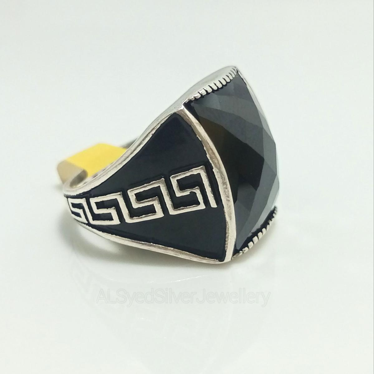 TURKISH CHANDI MEN RING 100% WITH ORIGINAL STONE FOR MAN SIZE AVAILABLE ...