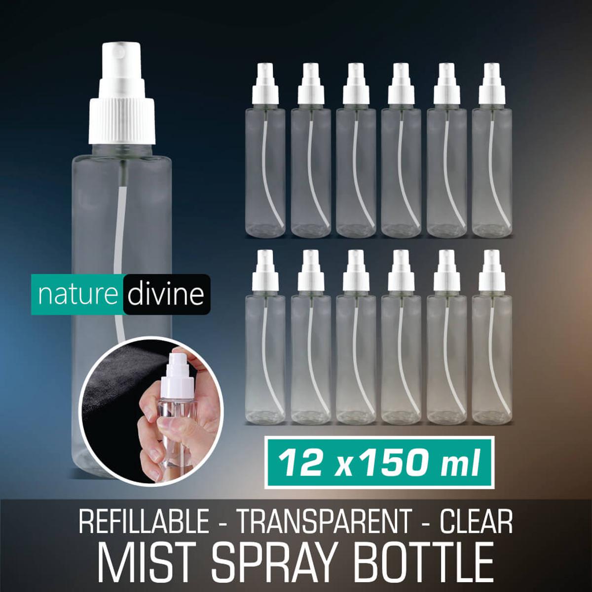Pack of 12 Nature Divine Refillable Transparent Clear Mist Plastic ...
