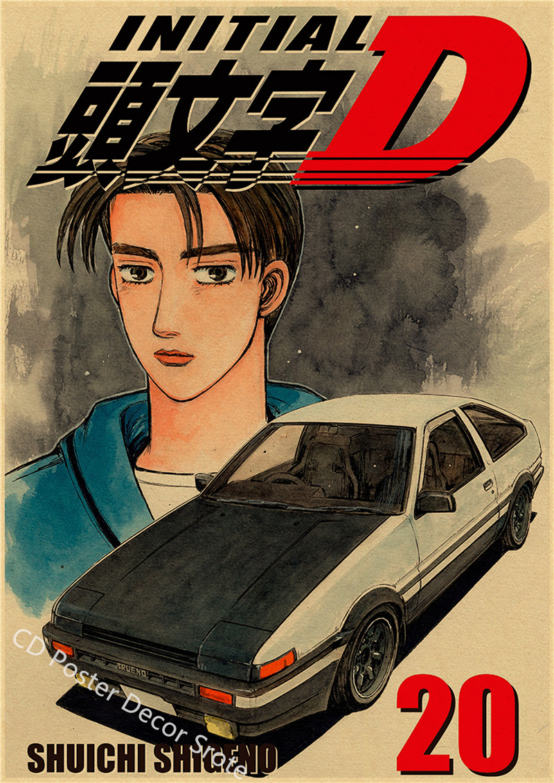 【HOT】 Initial D Anime Poster Japan Manga Kraft Paper Posters DIY ...