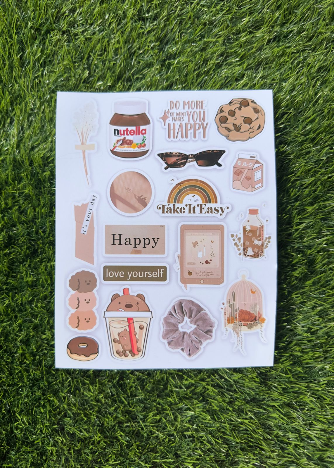 Foodie Aesthetic Mini Sticker Sheet _ Brown Themed Sticker Sheet ...
