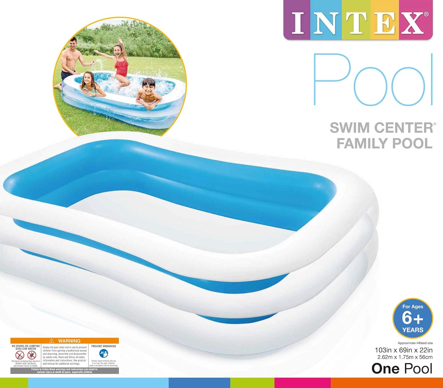 Intex 56483EP Inflatable 8.5' x 5.75' Swim Center Family Pool for 2-3 ...