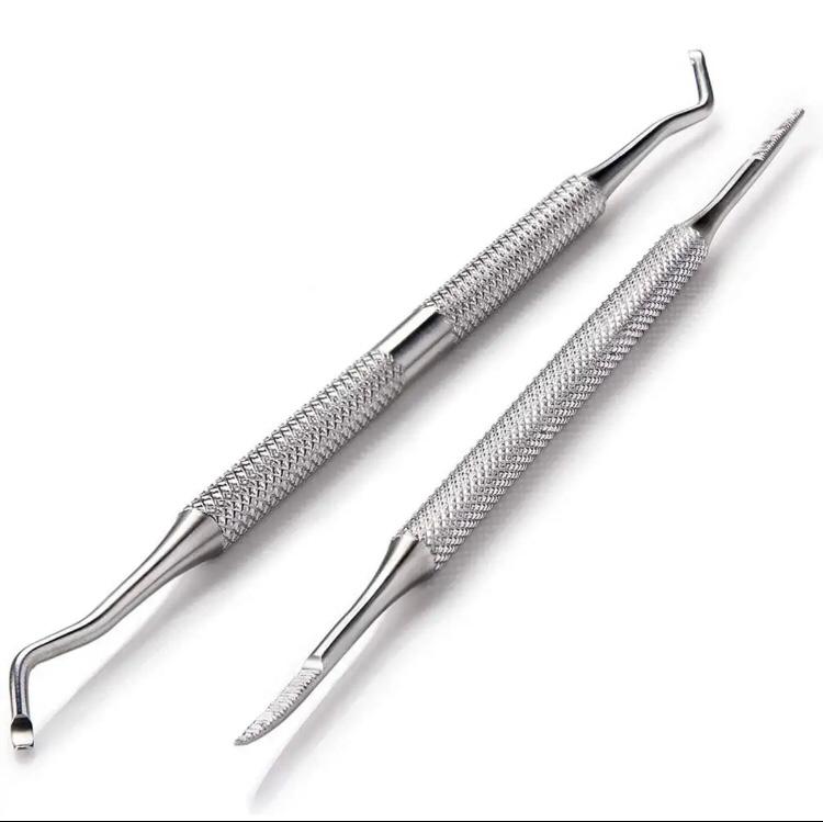 (Pack of 2) Professional Stainless Steel Cuticle Spoon Pusher Double ...