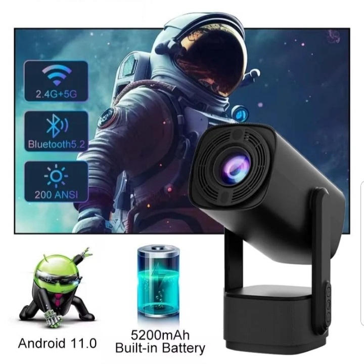 K2 Projector Built-in Battery Android-11 Triple LED Auto Focus ...