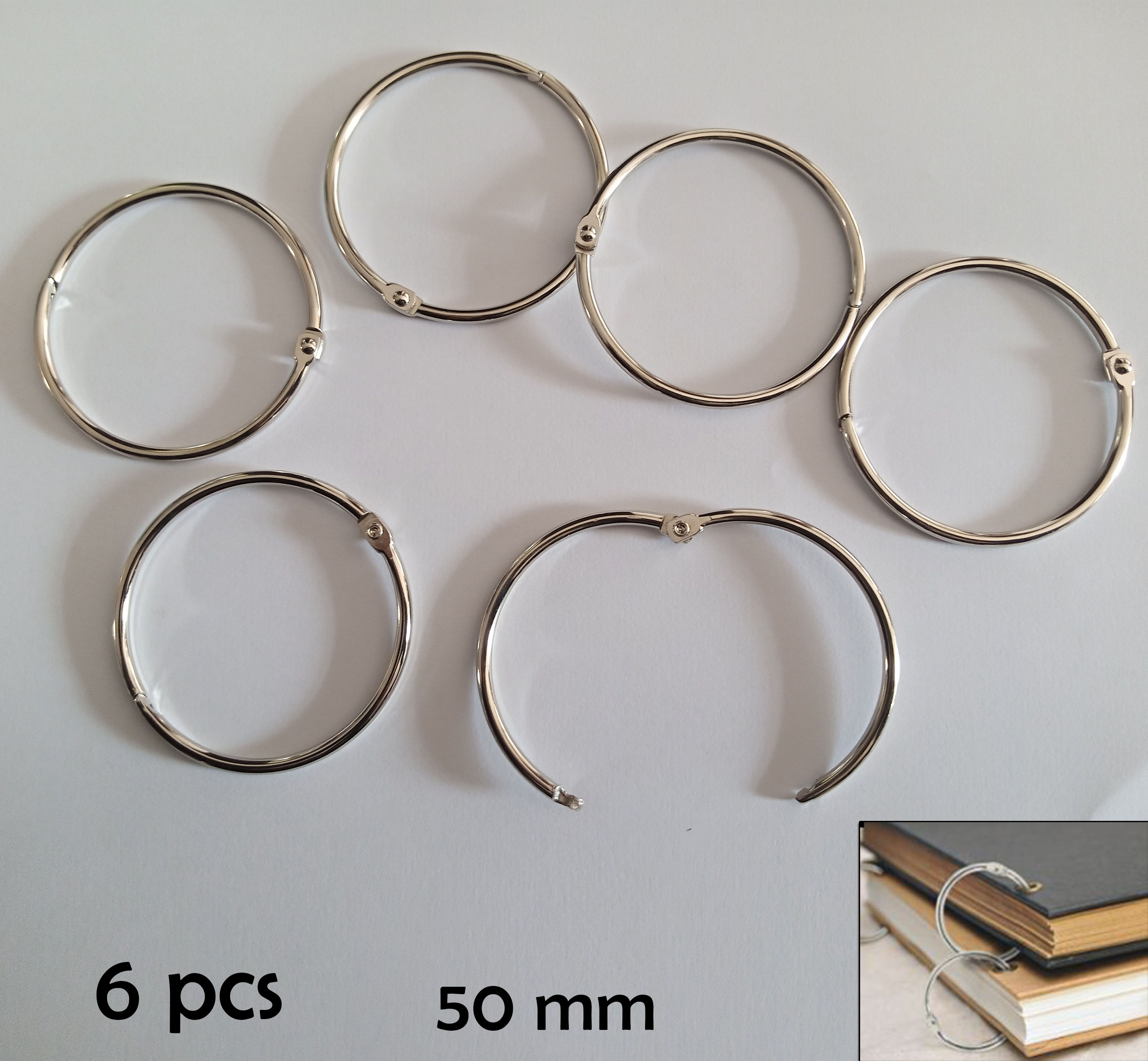 50mm Ring / 6 pcs Metal Scrapbook Lock Ring / Book Ring / Binder Ring ...
