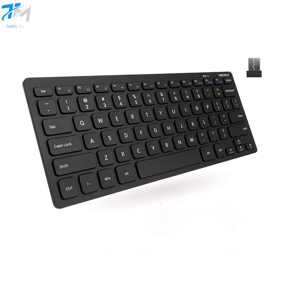 Macally Black Wireless Keyboard- Computer USB 2.4G Ergonomic Keyboard ...