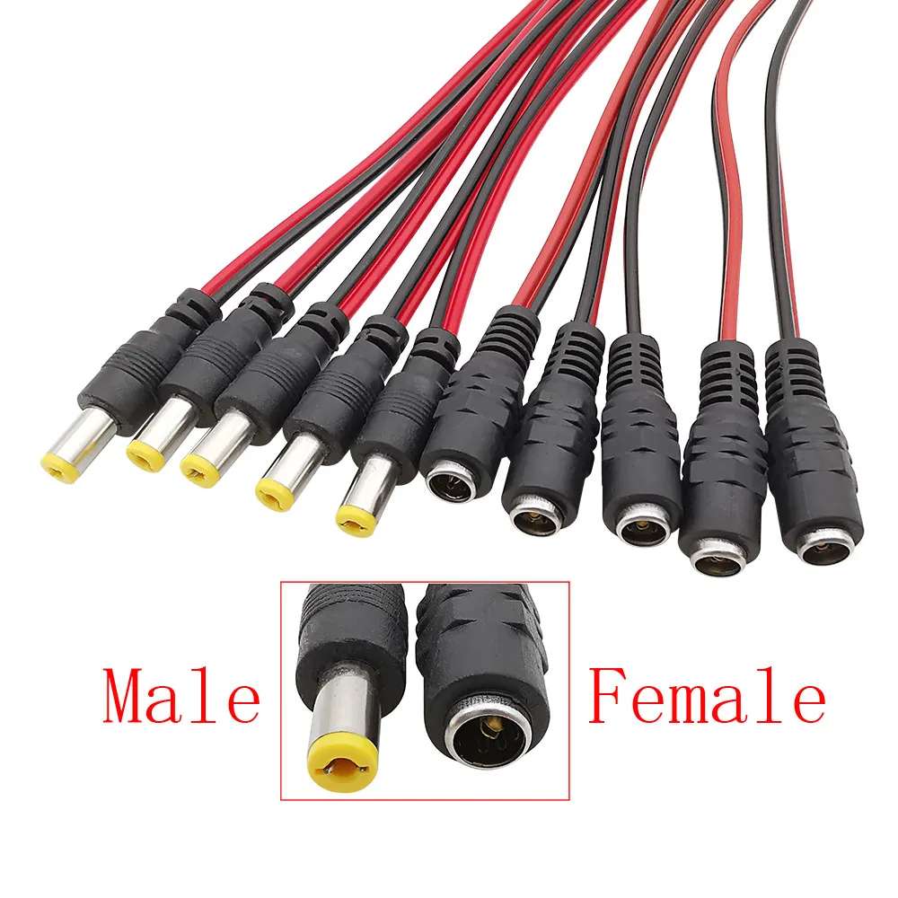 DC Power Socket Jack Plug Connector Cable 12V Male 5 pcs / female 5 pcs ...