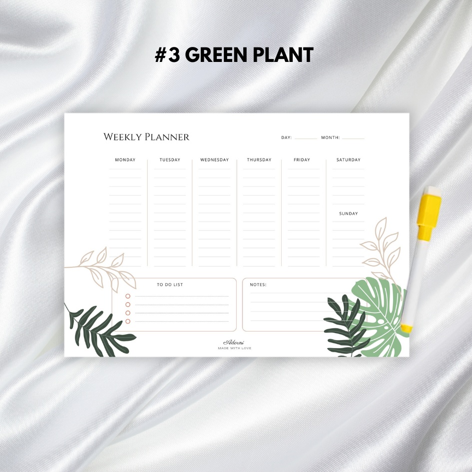 Weekly A4 Planner Laminate Free Marker 6 Design’s Wall Planner | Daraz.pk