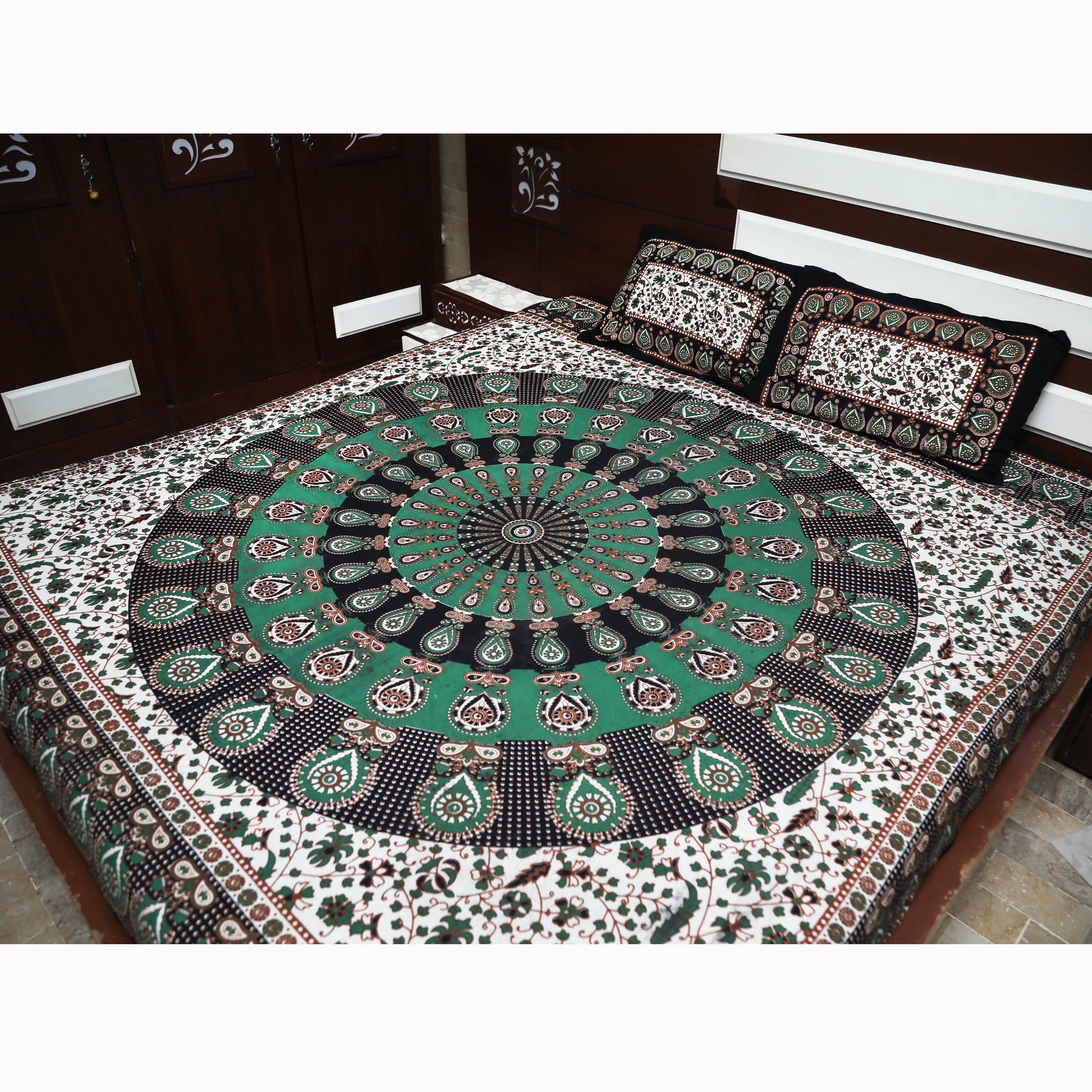 SINDHI AJRAK DESIGN BED SHEET DOUBLE BED KING SIZE ( Stitched ) | Daraz.pk