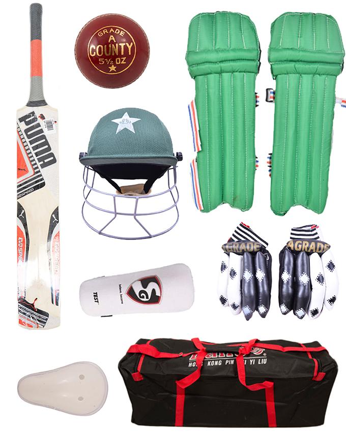 Premium Sports Pack of 8 Cricket Kit For 9-14 Year Kids (Hard Bat ...