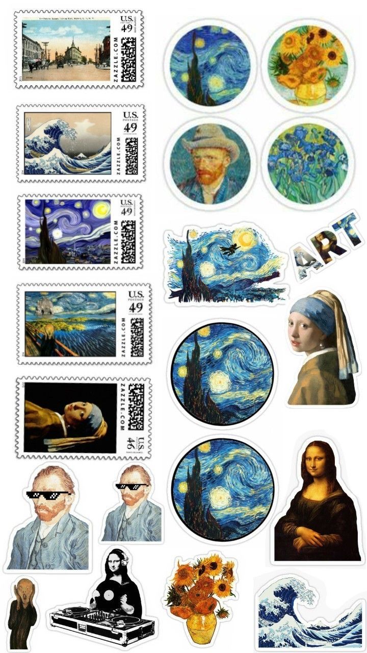 Vincent van Gogh stickers A5 uncut , Art journaling, painting , starry ...