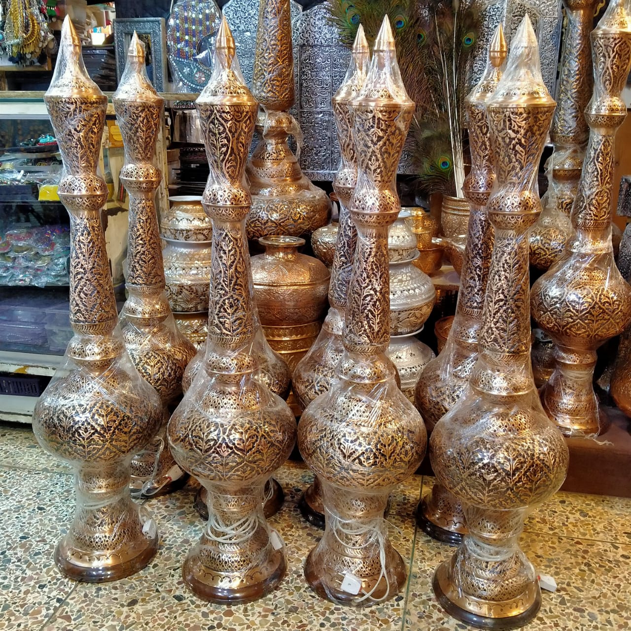 Copper Antique Minara Lamp 48 inches 30 inches ( Pure copper jali ...