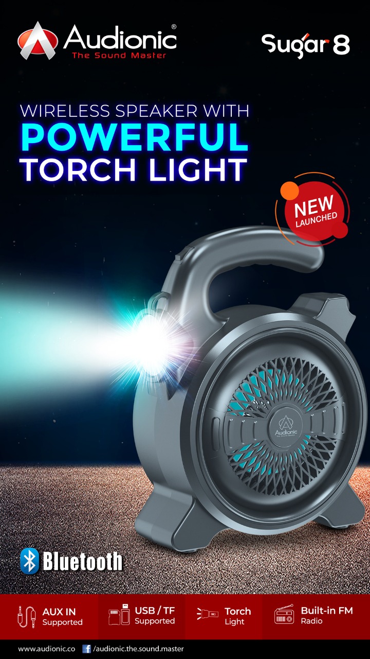 Audionic SUGAR 8 Portable Wireless Speaker With Torch | Daraz.pk