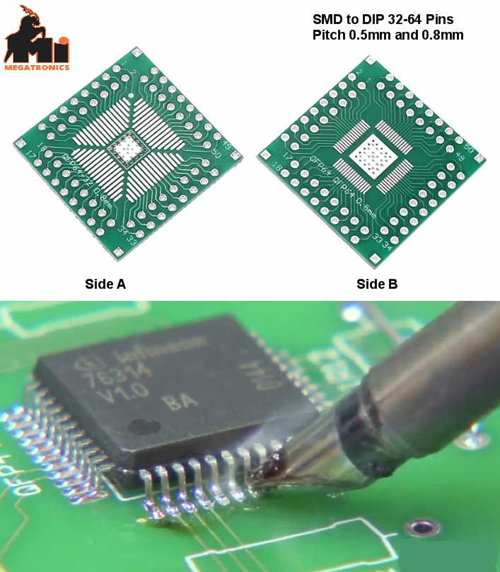 IC SMT SMD to DIP adapter converter QFP FQFP TQFP 32 44 64 80 100 LQFP ...