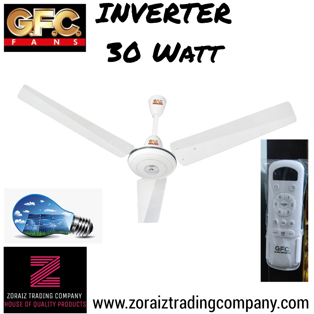 GFC Fans Ceiling 56’’ AC 30 Watts Inverter Deluxe Model 56'' Pure Copper Winding Solar Fan ...