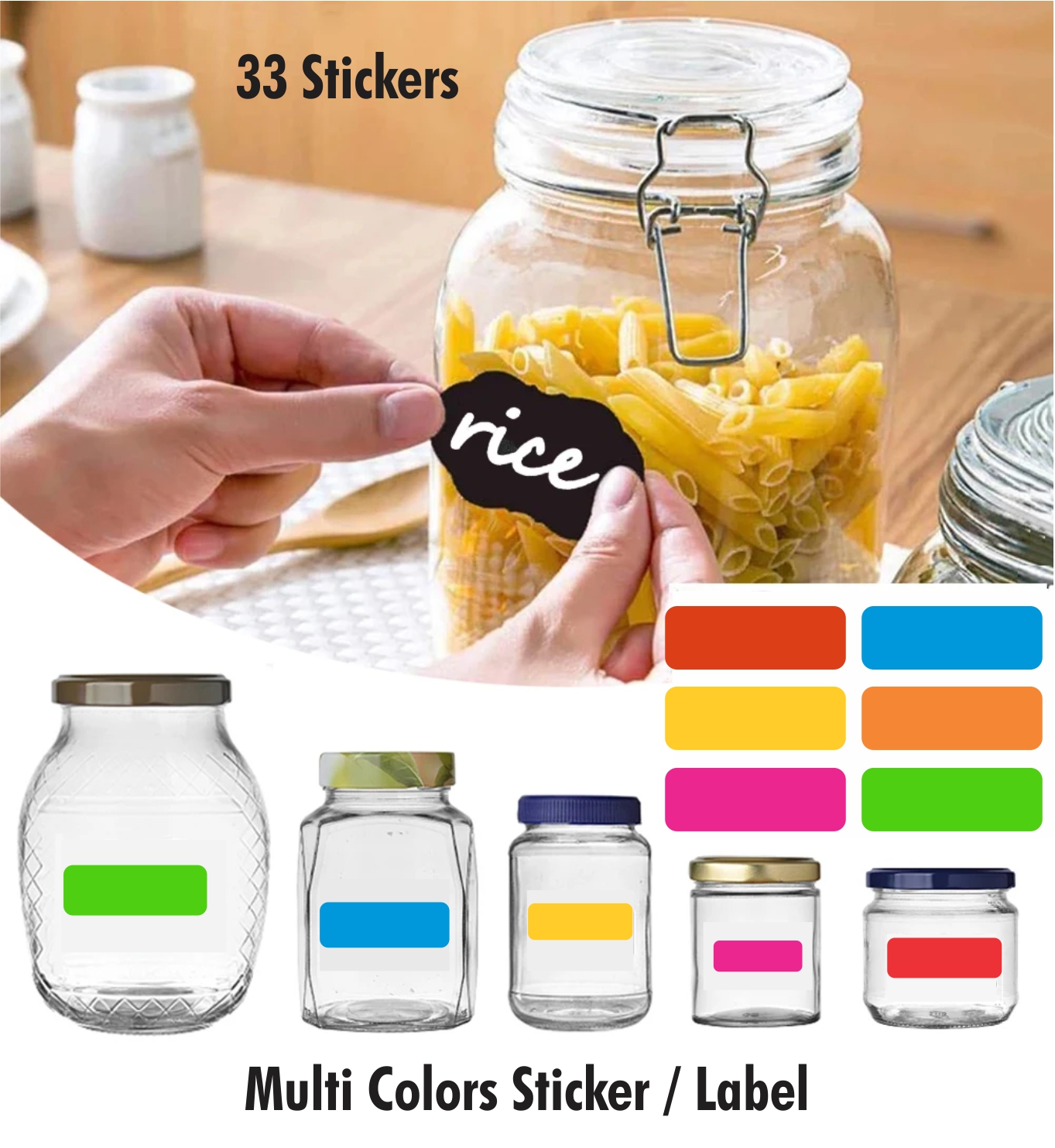 33 pcs Spice Sticker Kitchen Label sticker Jar stickers Storage ...