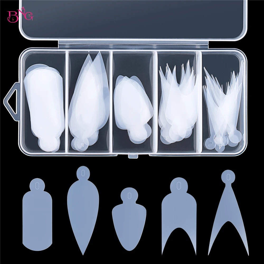 60pcs Reusable Soft Silicone Pads Stencil French Forma Sticker for Poly ...
