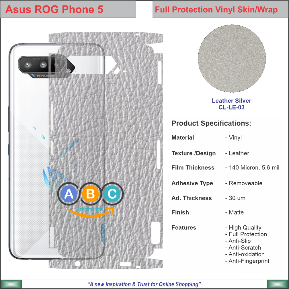 Asus ROG Phone Series , Full Back Protection Vinyl Skin/Wrap in variety ...