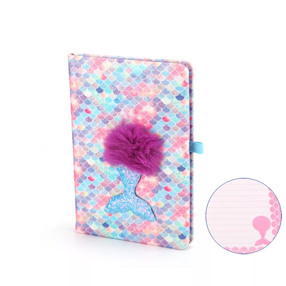 Soft Leather Colorful Furry Mermaid Tail Print A5 Notebook Journal ...