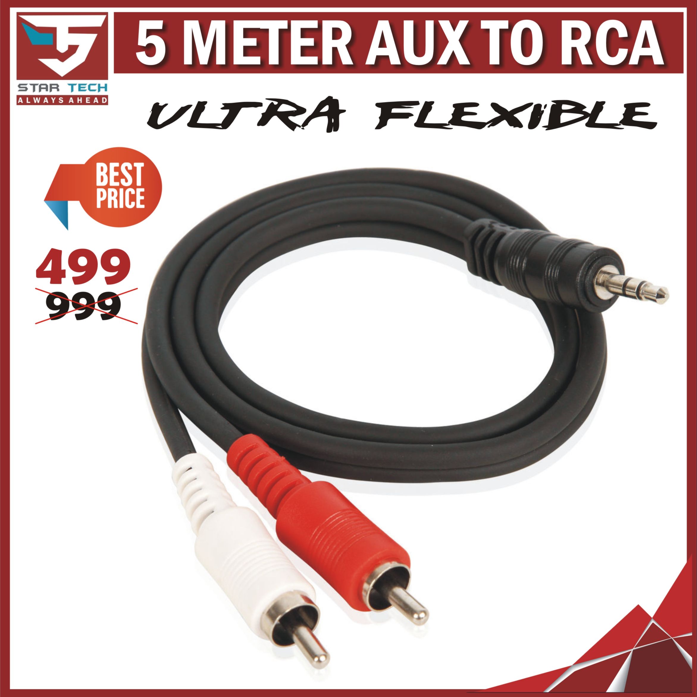 Branded New 3.5mm PC Aux Stereo To Dual 2 RCA Audio Cable MaleMale 5 ...