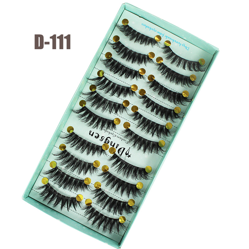 QC HQ 10 Pairs with glue set natural makeup False Eyelashes One piece ...