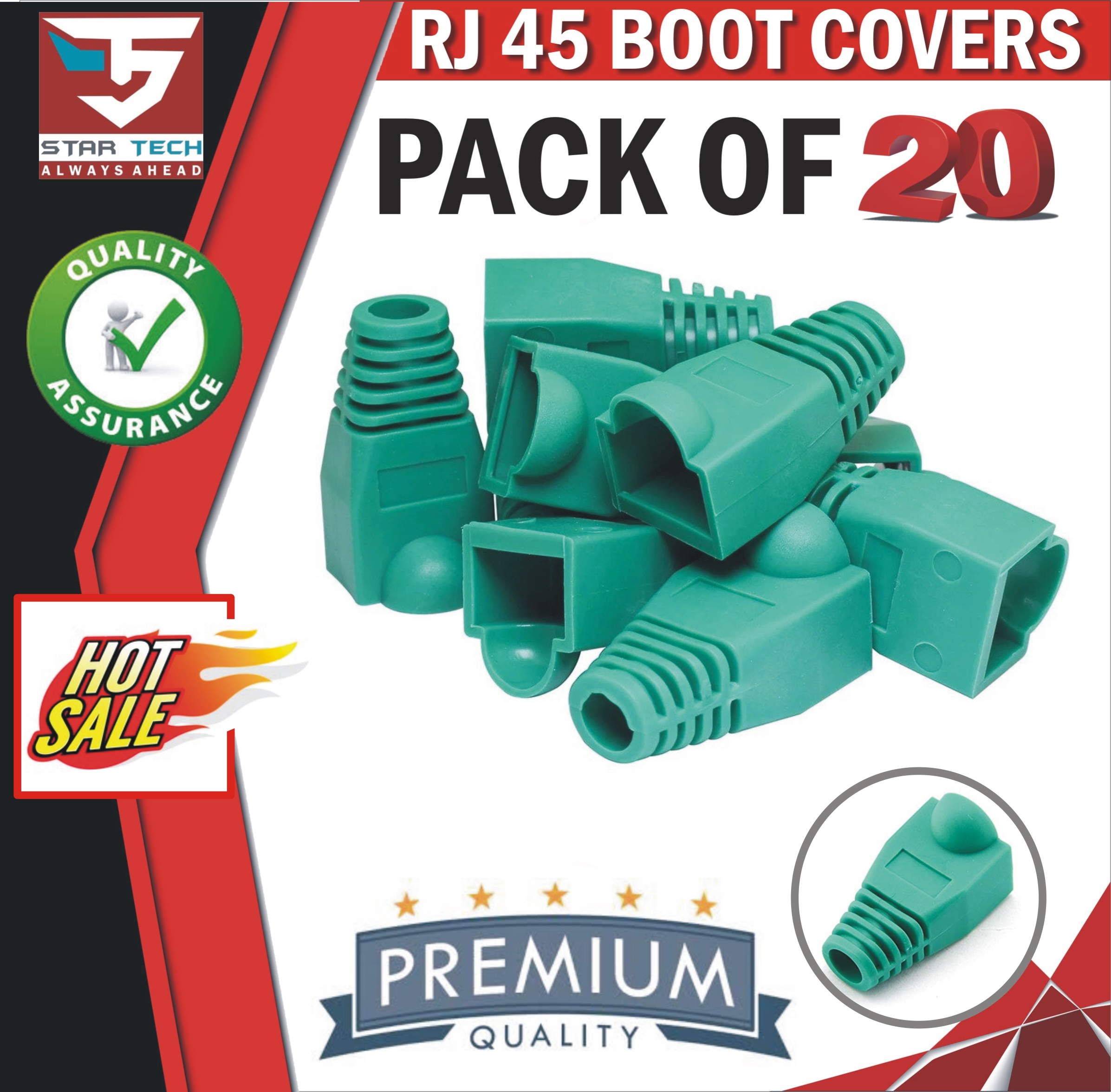 20x RJ45 Connector Boots For Cat5 Cat5e Cat6 Cate7 Strain Relief Rubber ...