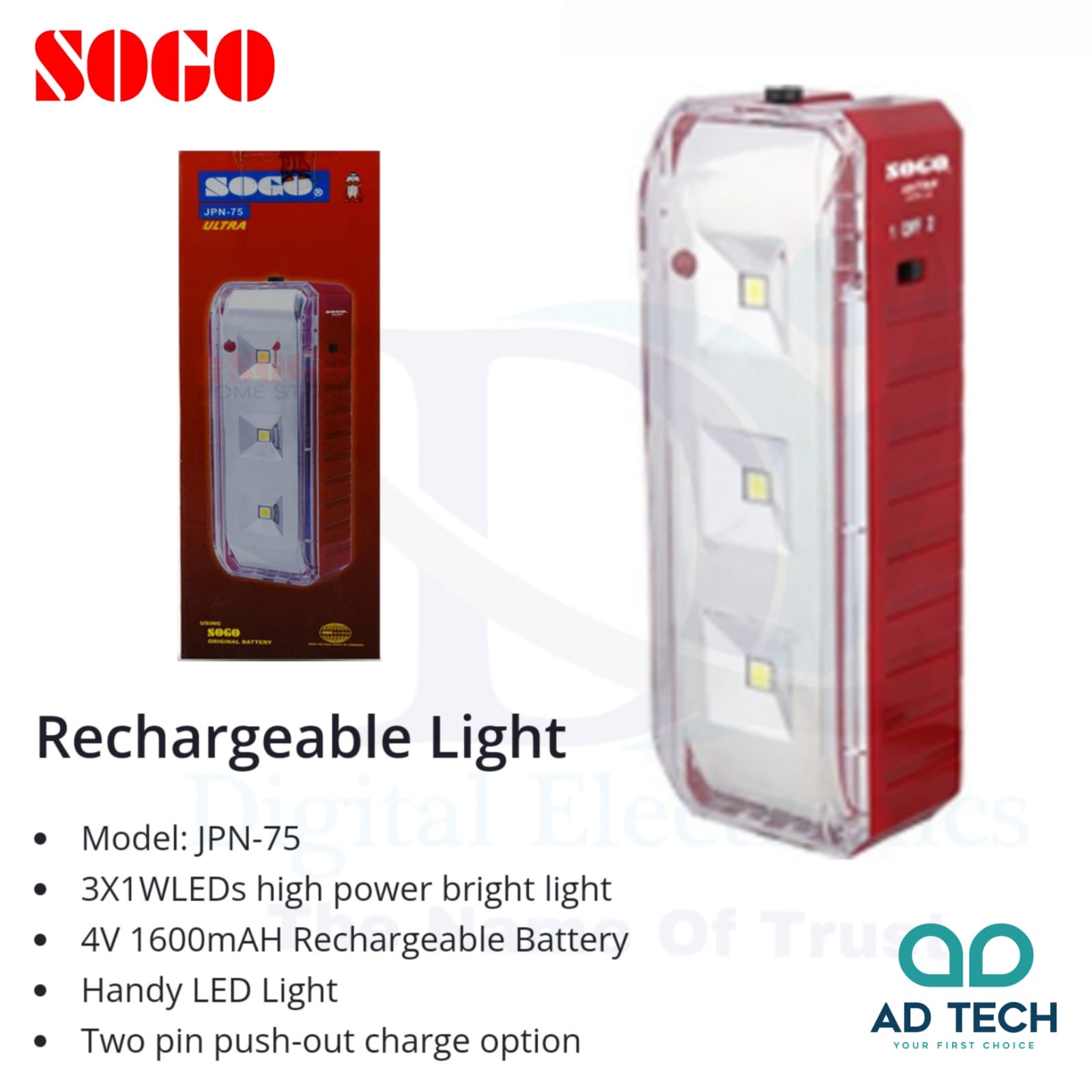 Sogo Rechargeable Emergency LED Lantern Light (JPN-75) | Daraz.pk