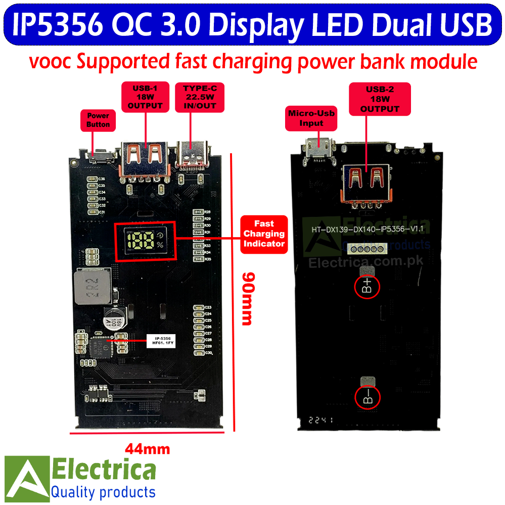 Fast Charging LED Dual USB 5V 2.4A Micro/Type-C USB Mobile Power Bank ...
