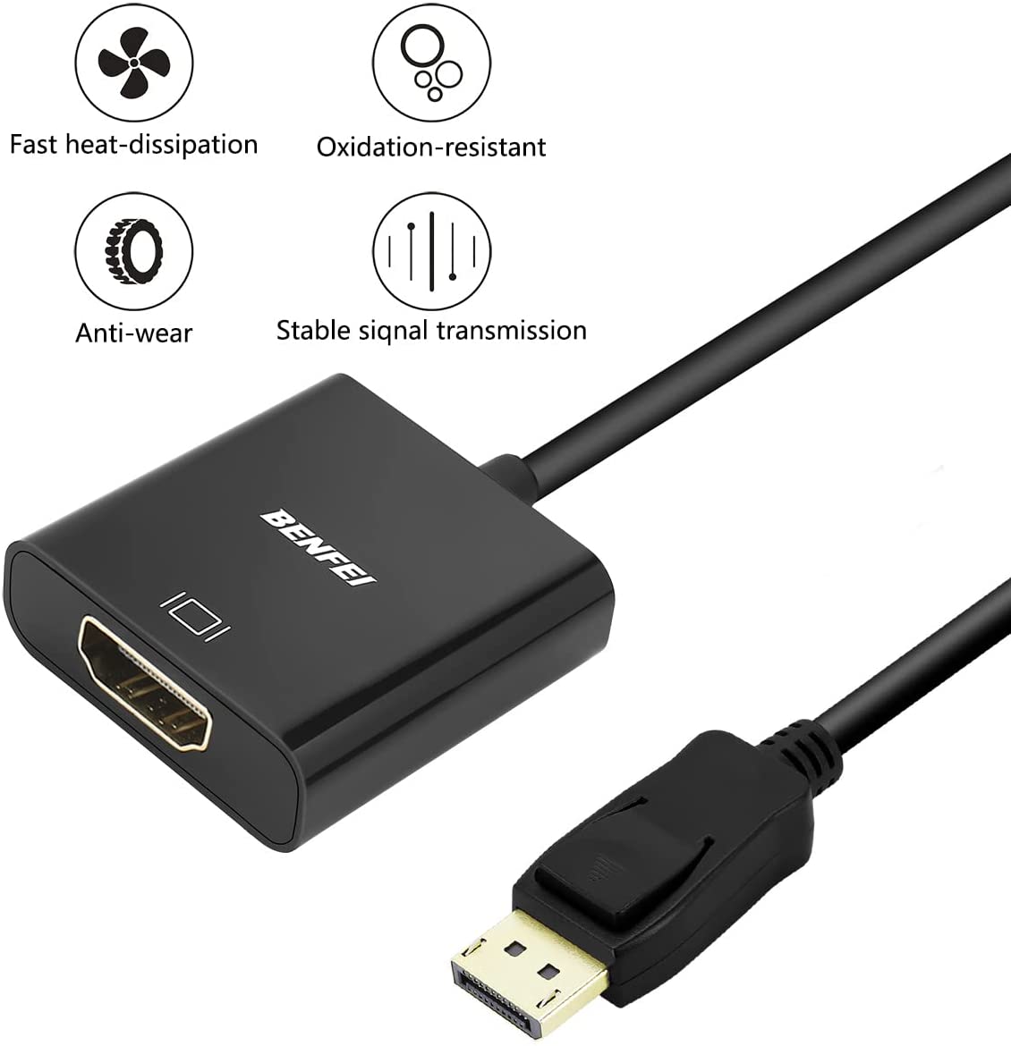 Active DisplayPort to HDMI Adapter, BENFEI 4K DisplayPort to HDMI ...