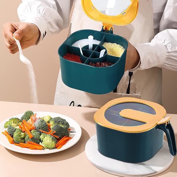 4 In 1 Partition Kitchen Seasoning Box Masala Box Set 4 Grid Portion ...