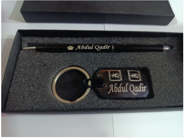 Customized name engraving pen keychain set with box | Daraz.pk