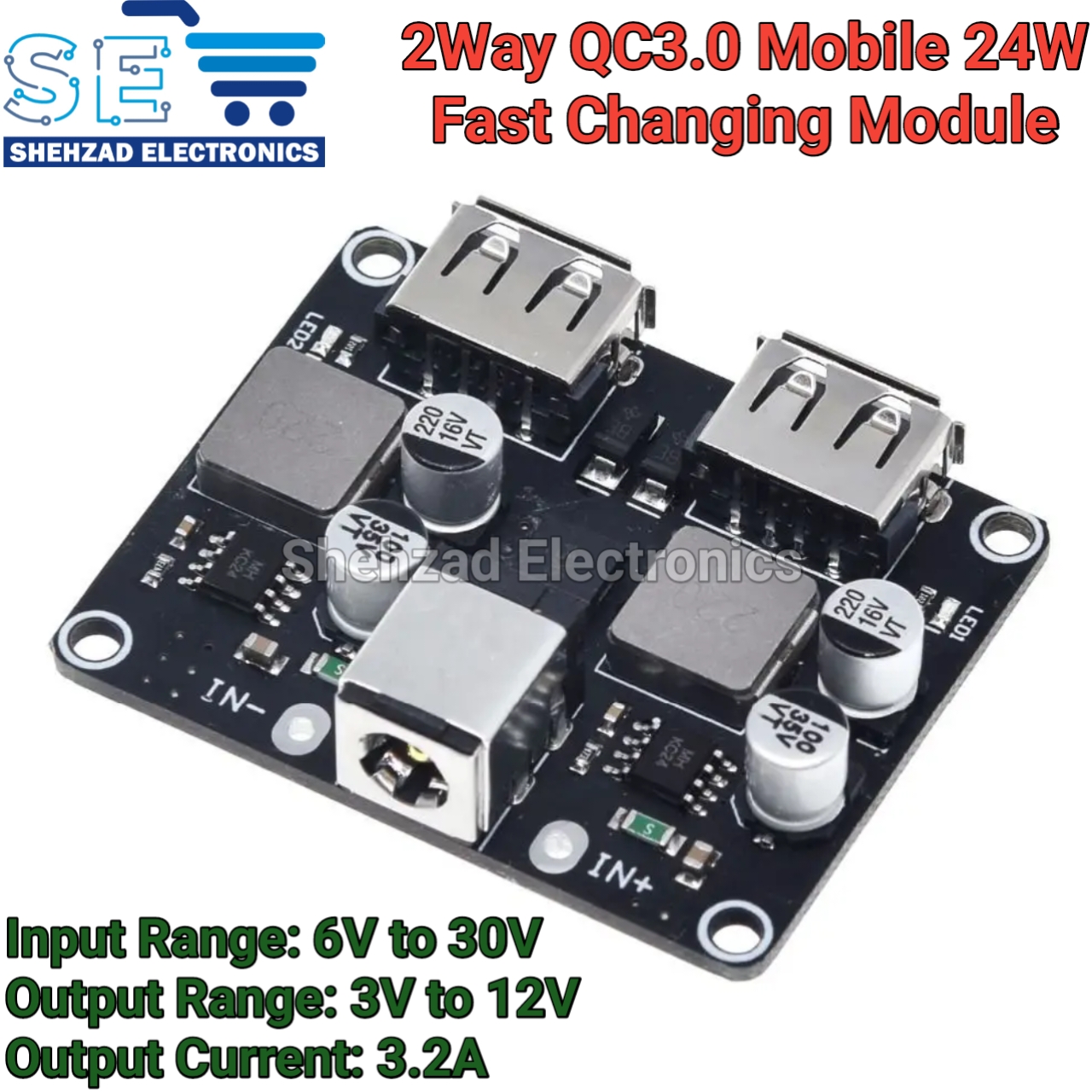 QC3.0 USB DC-DC Buck Converter Charging Step Down Module 6-32V to Fast Quick Charger Circuit ...