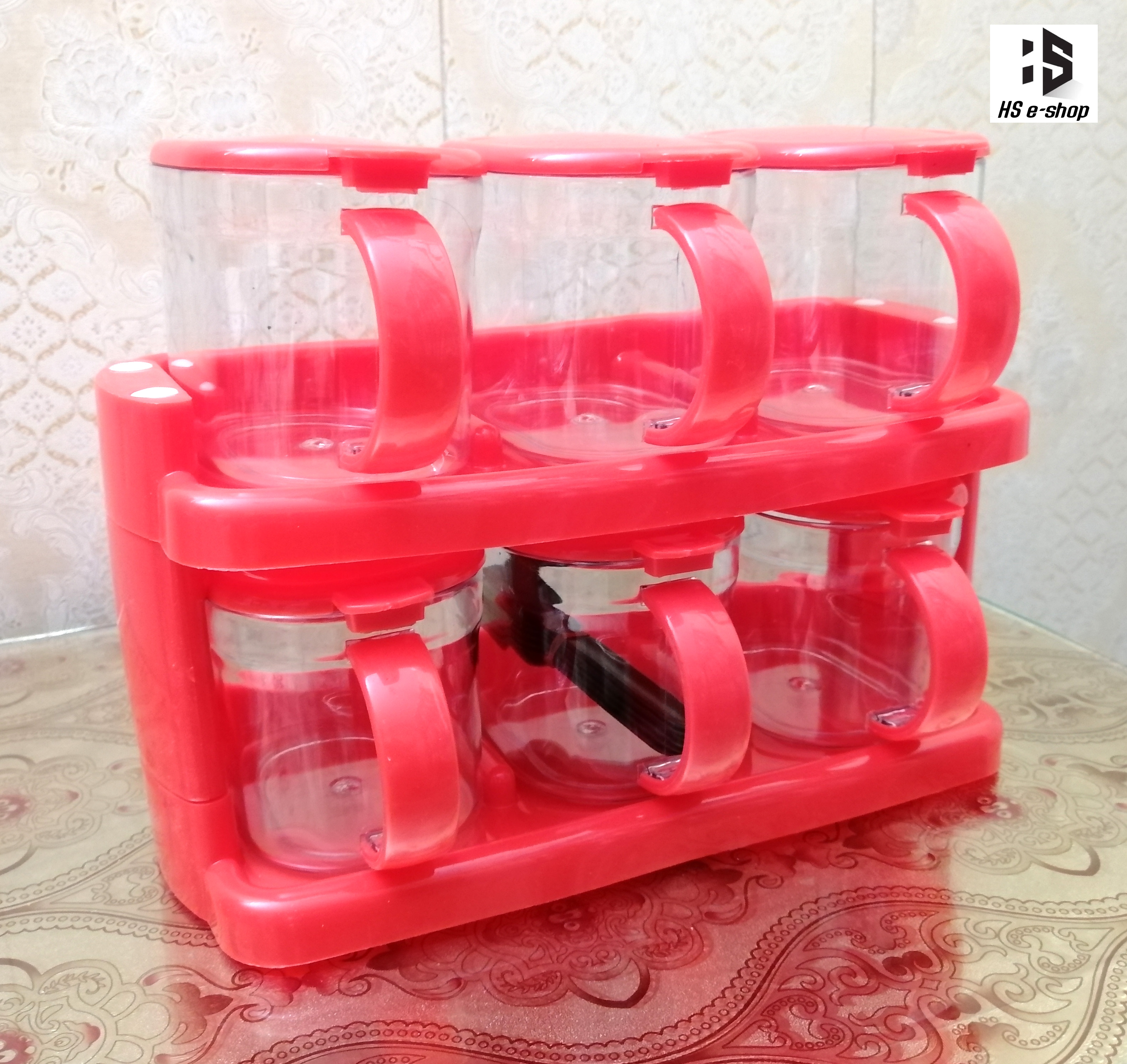 Spice Jars Rack, Masala Jars Box Set (6 Pieces ) Wall Mountable Spice ...