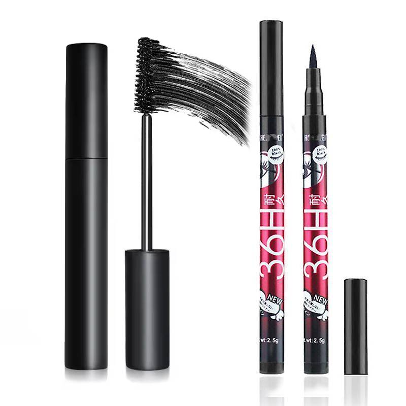 Pack Of 2 Thick Curling Mascara and Liquid Eyeliner Set Waterproof ...