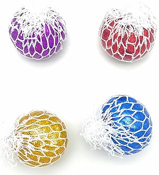 PACK 1/2/4 Pcs- Squeeze Mesh Ball- Glitter Squeeze Grape Ball Water ...