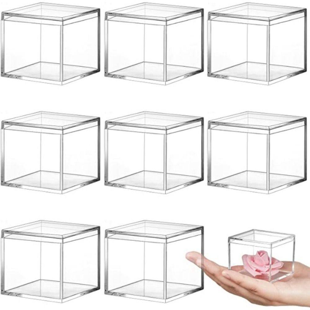 Transparent Acrylic Boxes Dustproof Mini Square Packing Box Protection ...