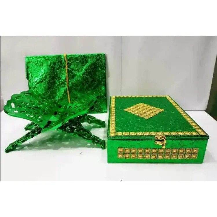 Madani 3 pieces Rail Quran Box Fancy Quran Pak Box velvet quran box ...