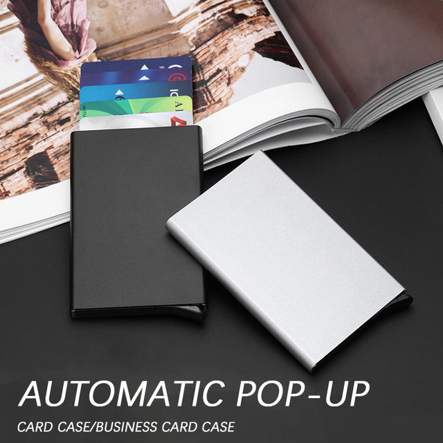 Metal Automatic Pop up Slim Card Holder Wallet Small Card Wallet for ...