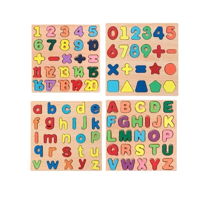 4 IN 1 Wooden Alphabet | Puzzles & Numbers Count Board, Colorful ABC ...