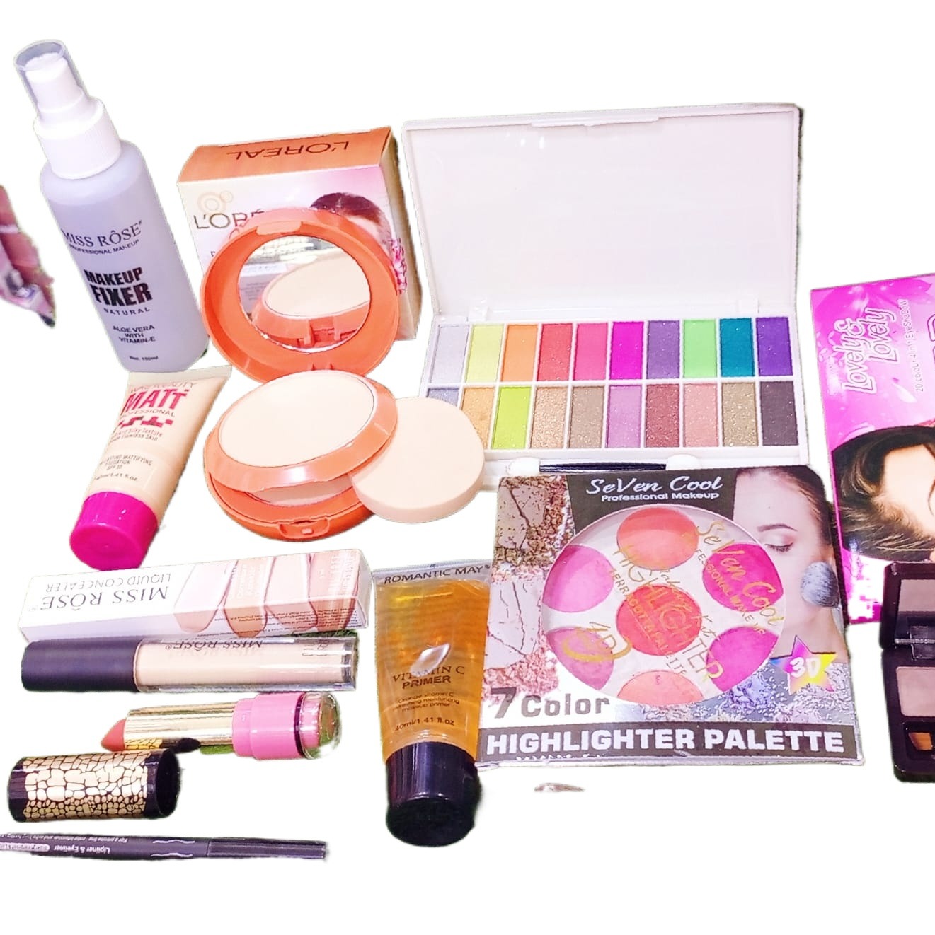 Glow Essentials Complete Makeup Collection with Fixer, Double Face ...