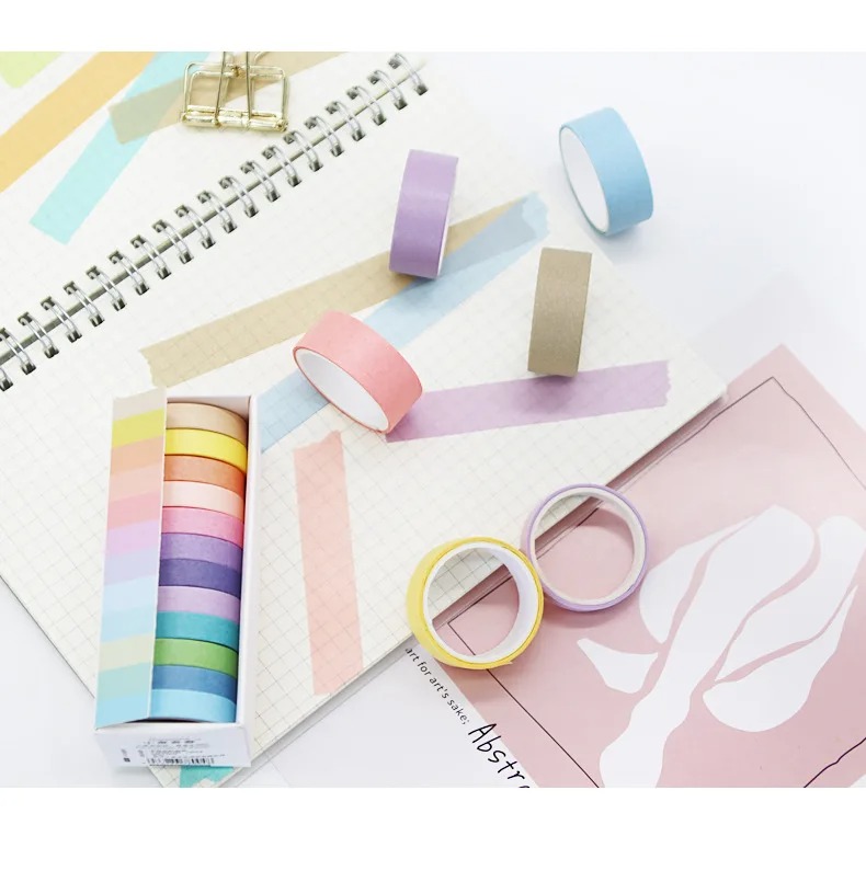 Cute Scrapbooking Solid Color Washi Tape Set 5 Pcs Decorative Masking ...