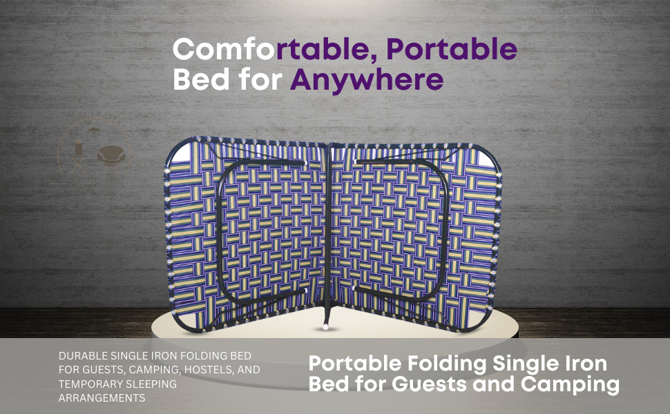 Folding Charpai, Portable Single Bed, 3X6 Feet Bed Size , Strong Iron ...