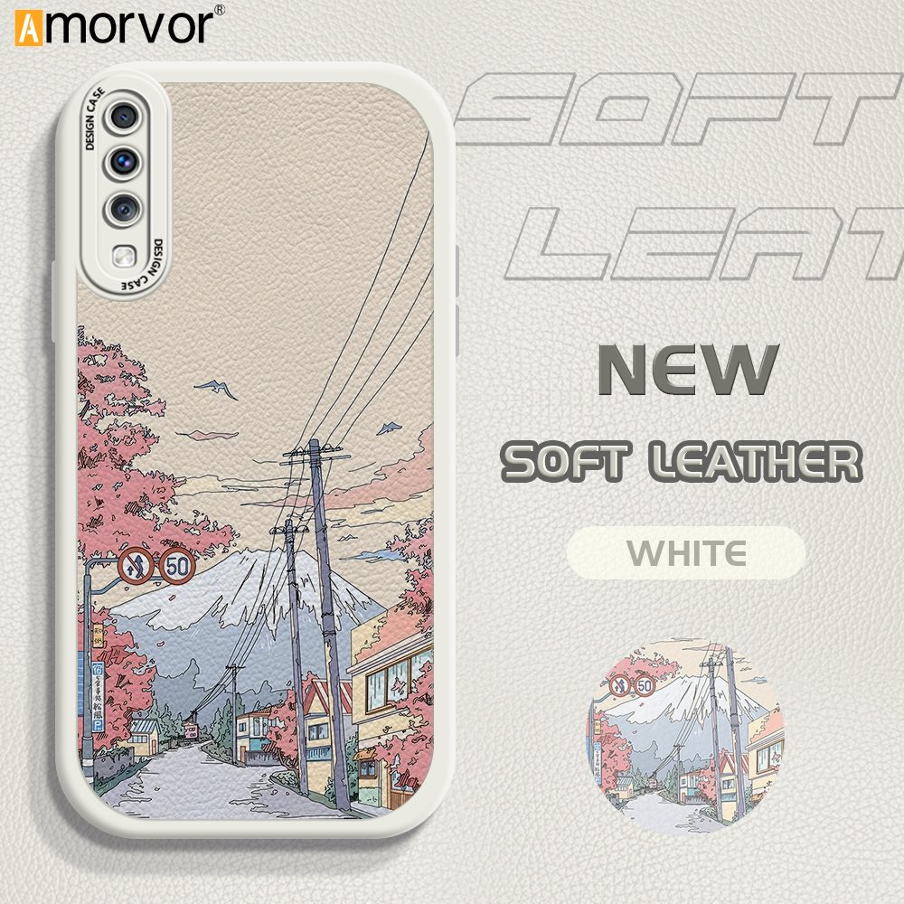 AMORVOR for Samsung Galaxy A70 A70S Back Cover PU Leather Comic Street ...
