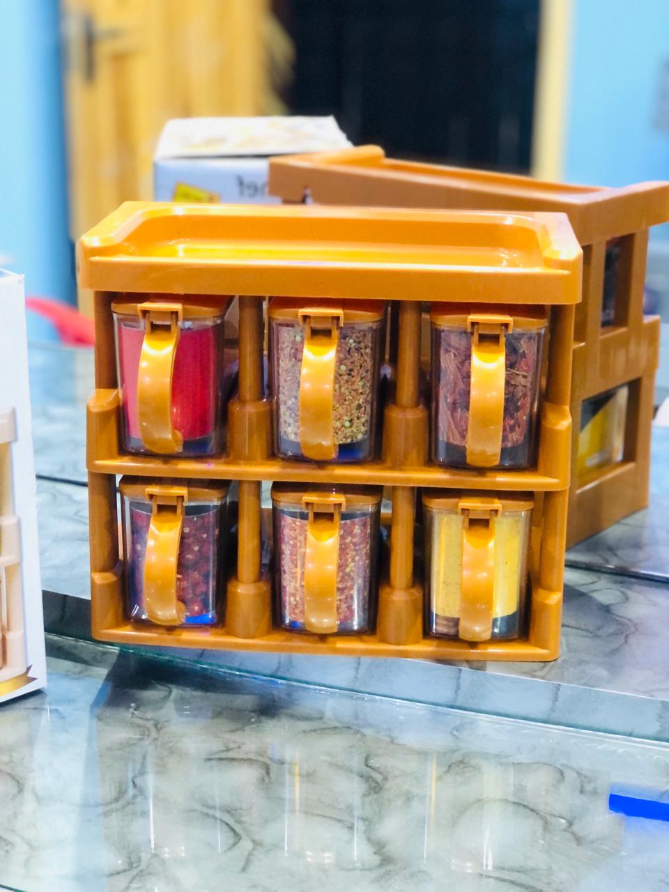 Spice Jars Rack, Masala Jars Box Set ( 6 Pieces )Wall Mountable (random ...