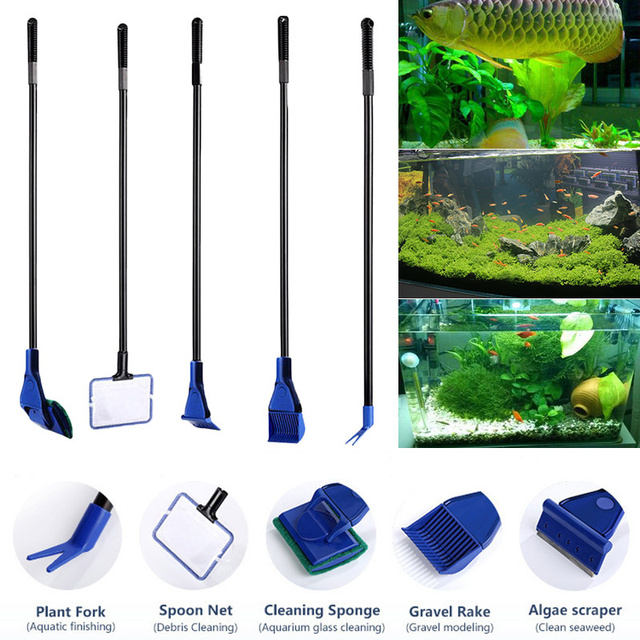 5 In 1 Aquarium Cleaning Tools Aquarium Tank Clean Set Fish Net Gravel ...