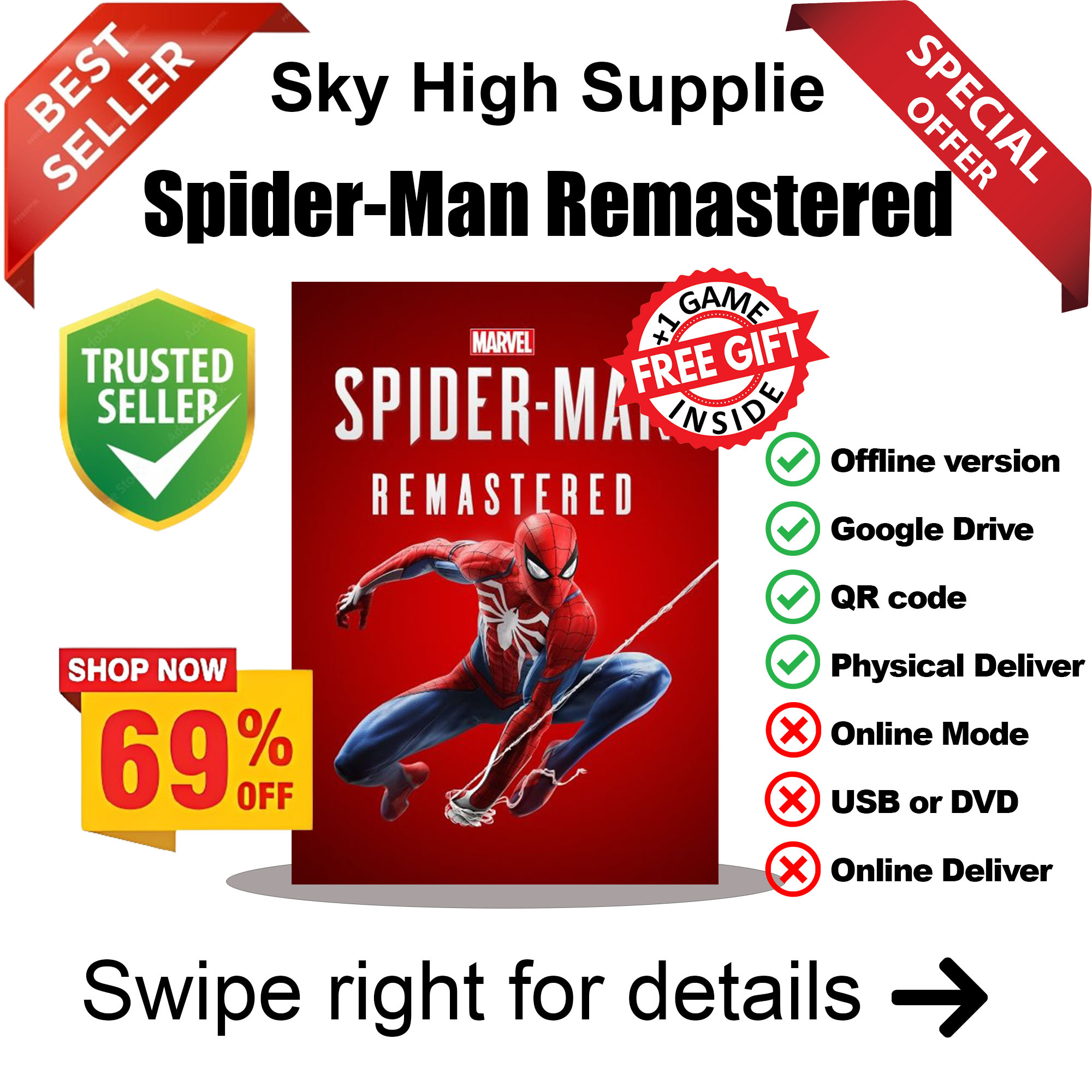 SPIDERMAN REMASTERED - GAME FOR PC (GOOGLE DRIVE/ MEDIAFIRE) - QR CODE ...