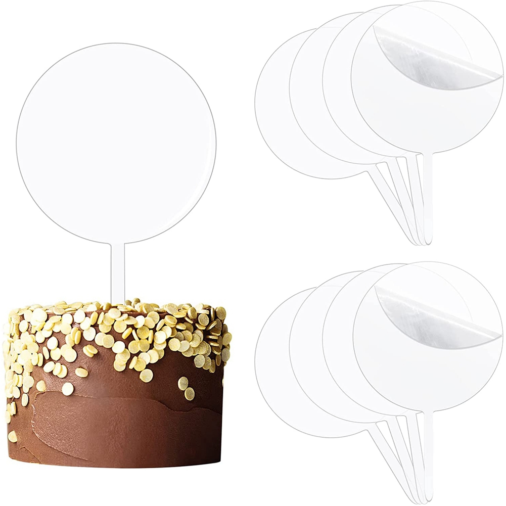 Acrylic Cake Topper Round Cupcake Topper Blank Cake Topper Stick,DIY ...