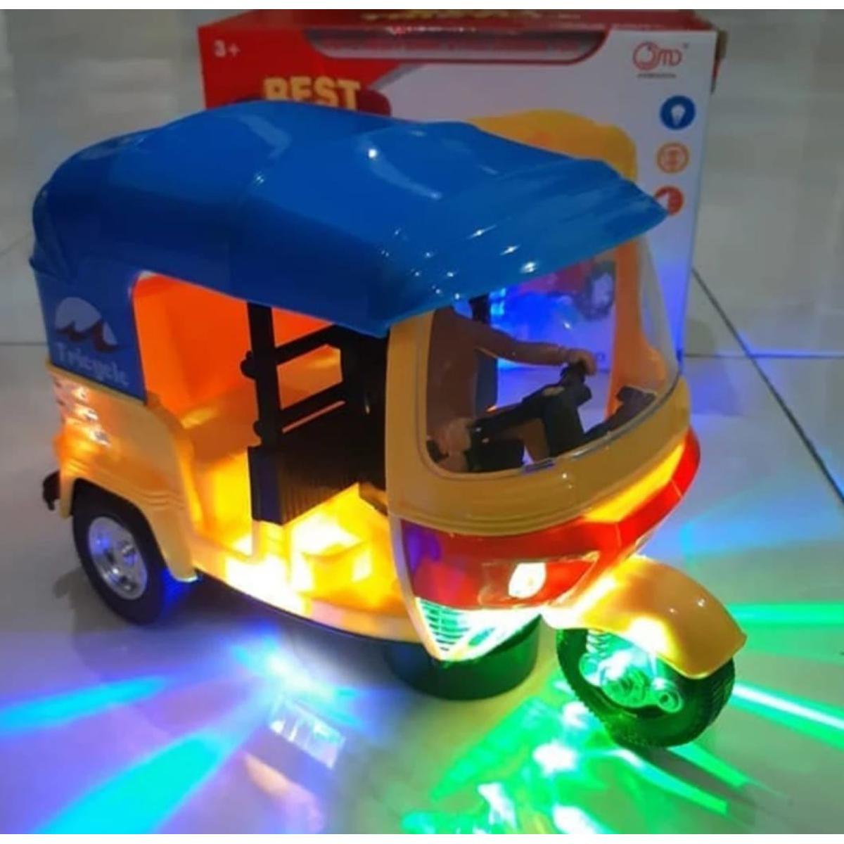 Battery Operated Auto Rickshaw Toy With Lights and Music For Kids ...